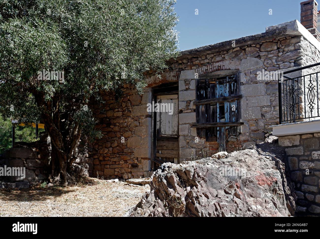 Small, dilapidated cottage, Lafonias Hill village, Lesbos scene, Sept ...