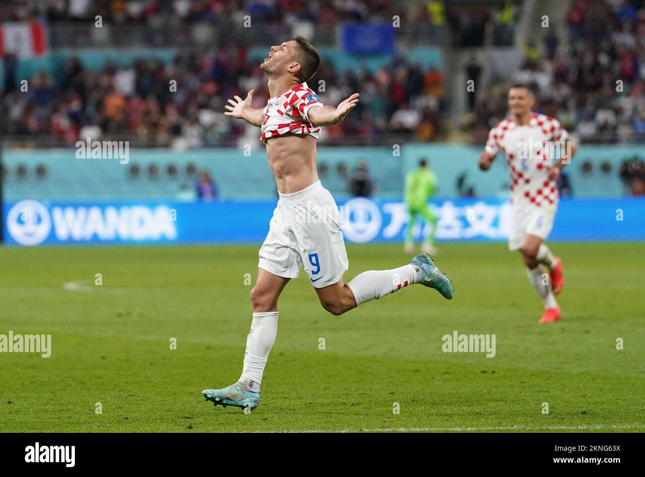 Croatia's Andrej Kramaric celebrates scoring their side's third goal of ...