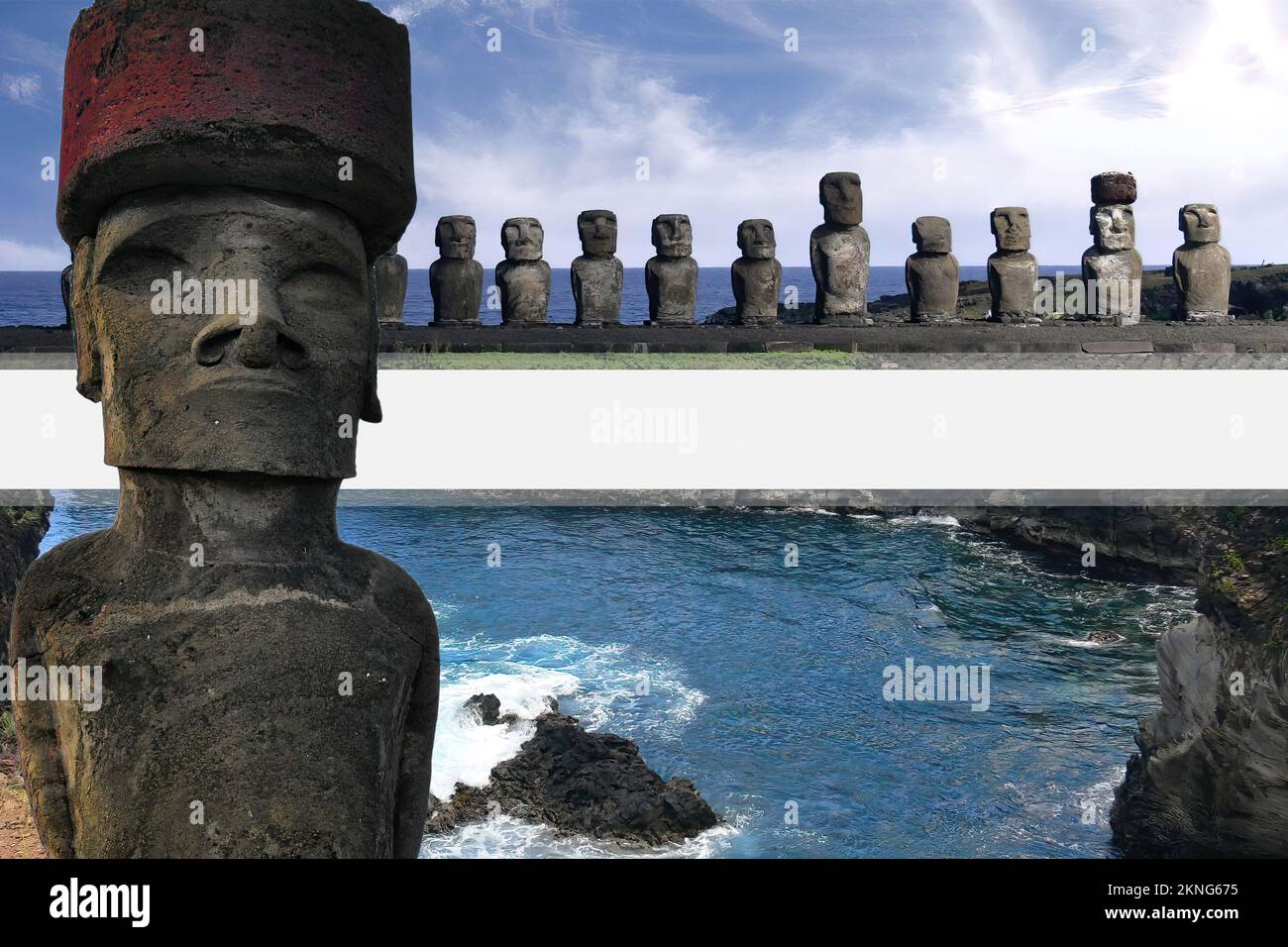 Moai statues in the Rano Raraku Volcano in Easter Island, Rapa Nui ...