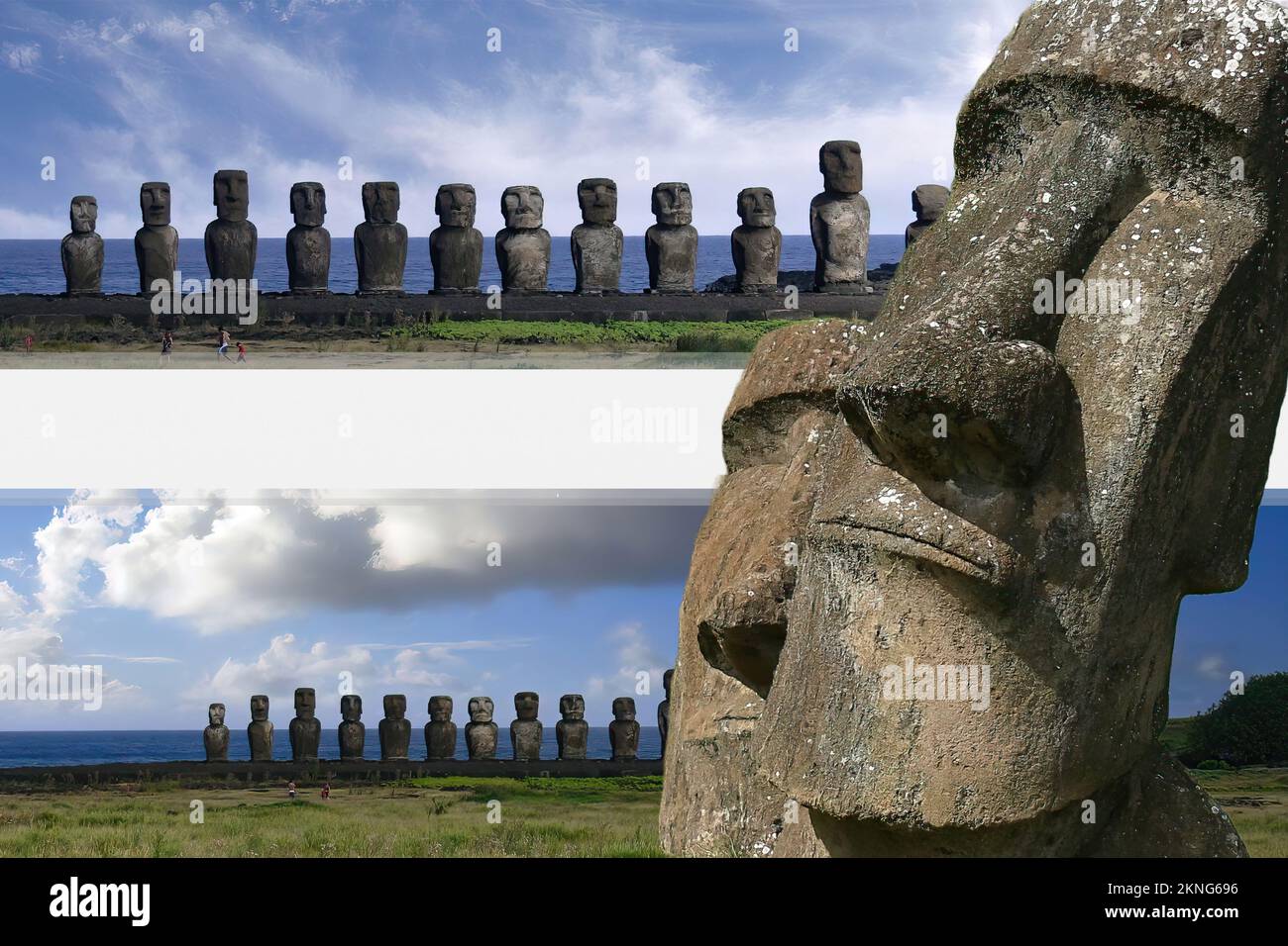 Moai statues in the Rano Raraku Volcano in Easter Island, Rapa Nui ...