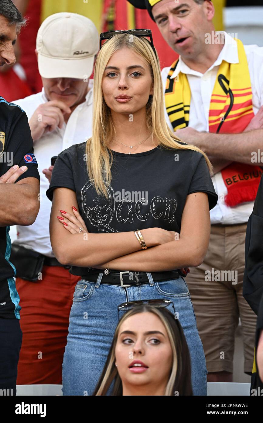Kevin De Bruyne wife, Michele Lacroix attends Belgium v Morocco match ...