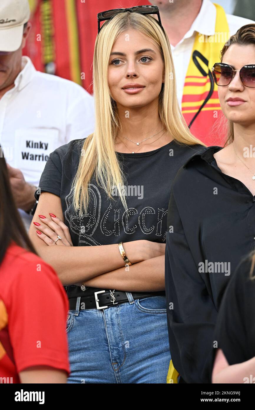 Kevin De Bruyne wife, Michele Lacroix attends Belgium v Morocco match ...
