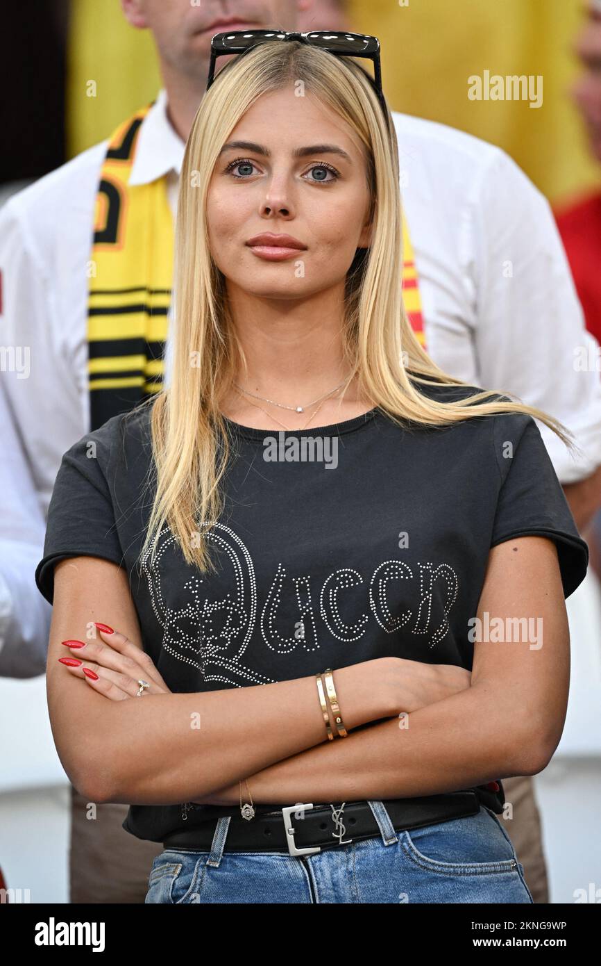 Kevin De Bruyne wife, Michele Lacroix attends Belgium v Morocco match ...