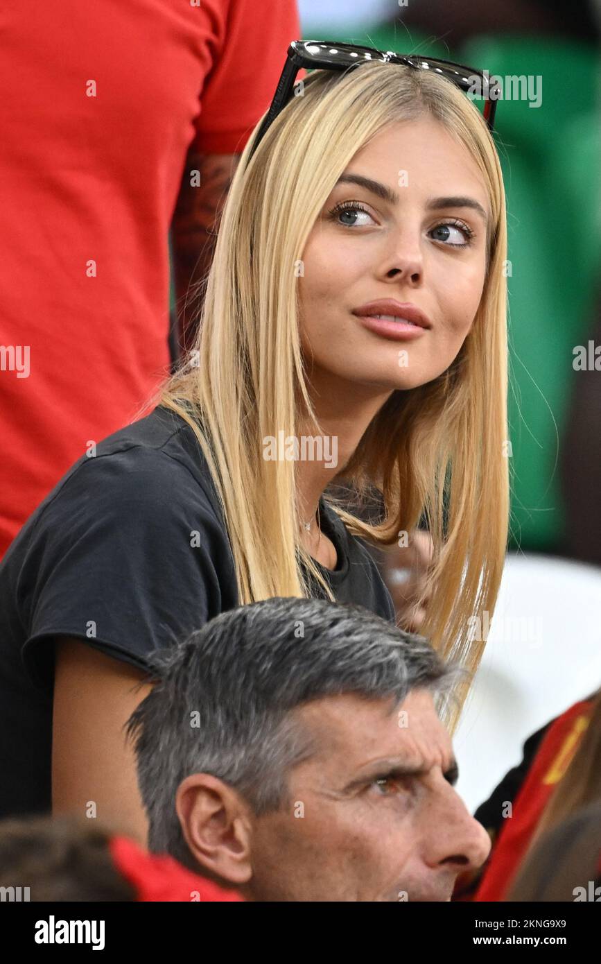 Kevin De Bruyne wife, Michele Lacroix attends Belgium v Morocco match of the Fifa World Cup ...