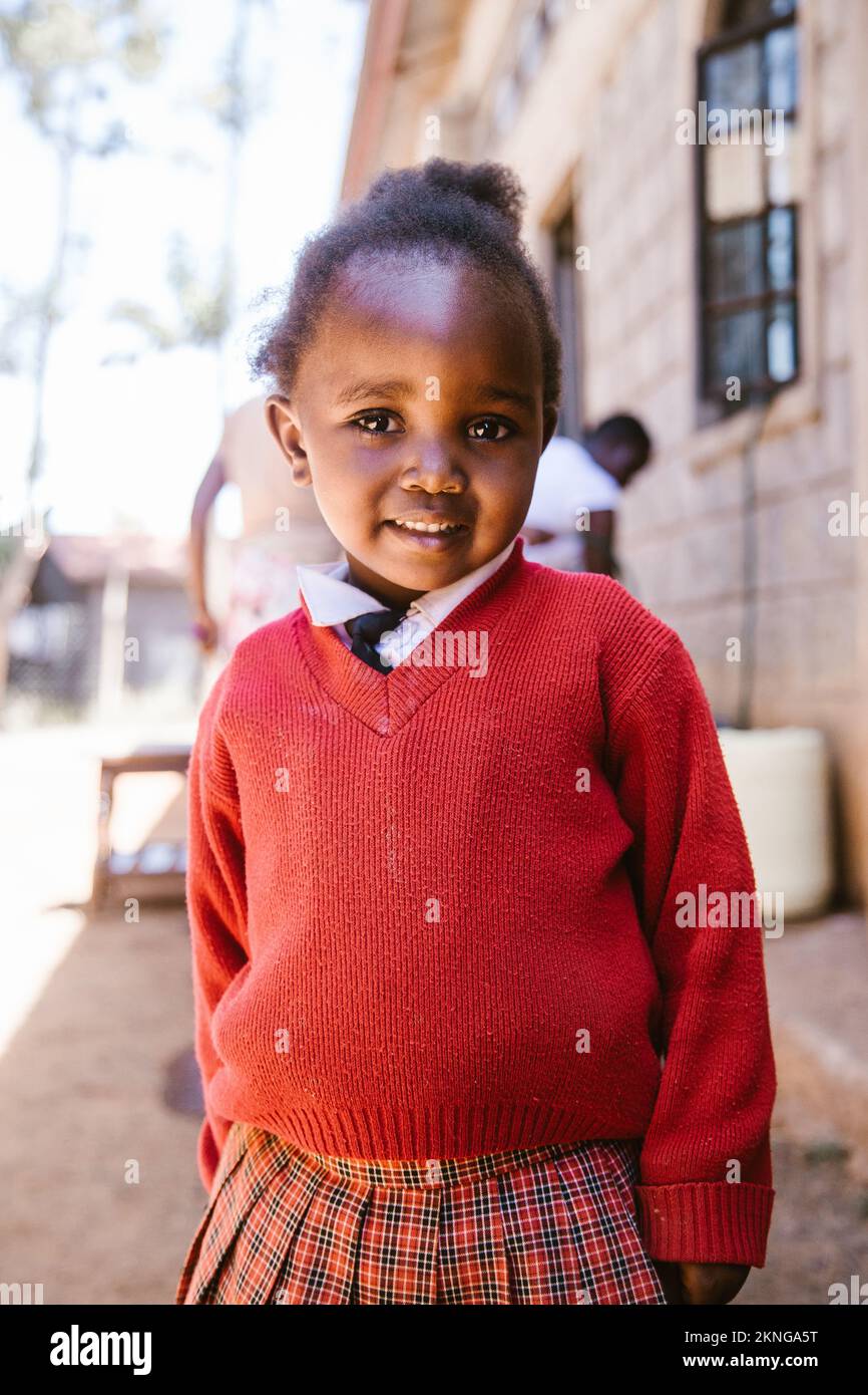 Mount Elgon, Kenya - 01.25.2017: Portrait of an African American child ...