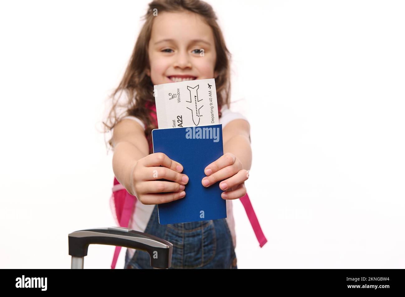 Selective focus on boarding pass, flight ticket in the hands of a ...