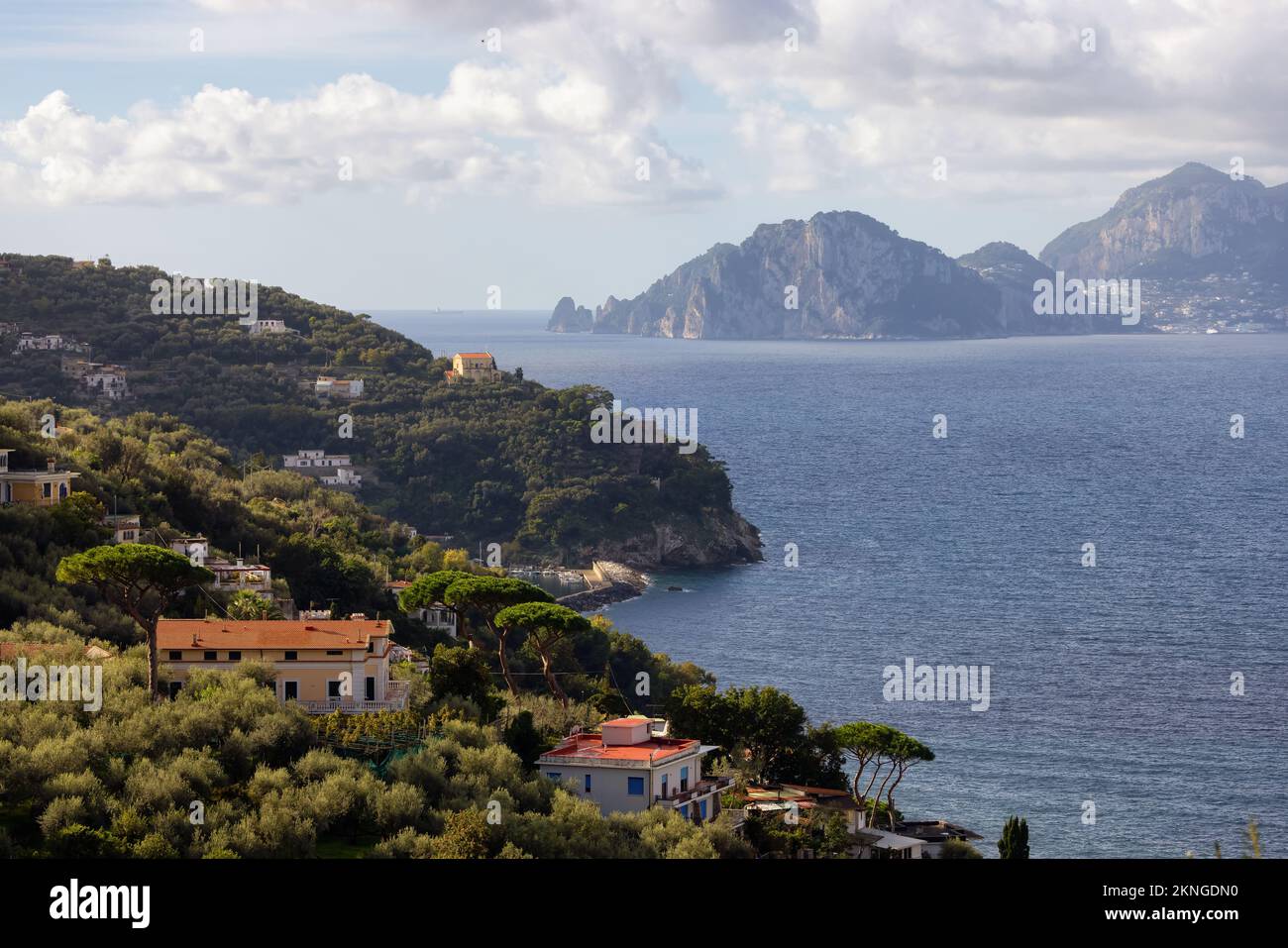 Residential Homes on Mountain by the Sea with Capri Island in ...