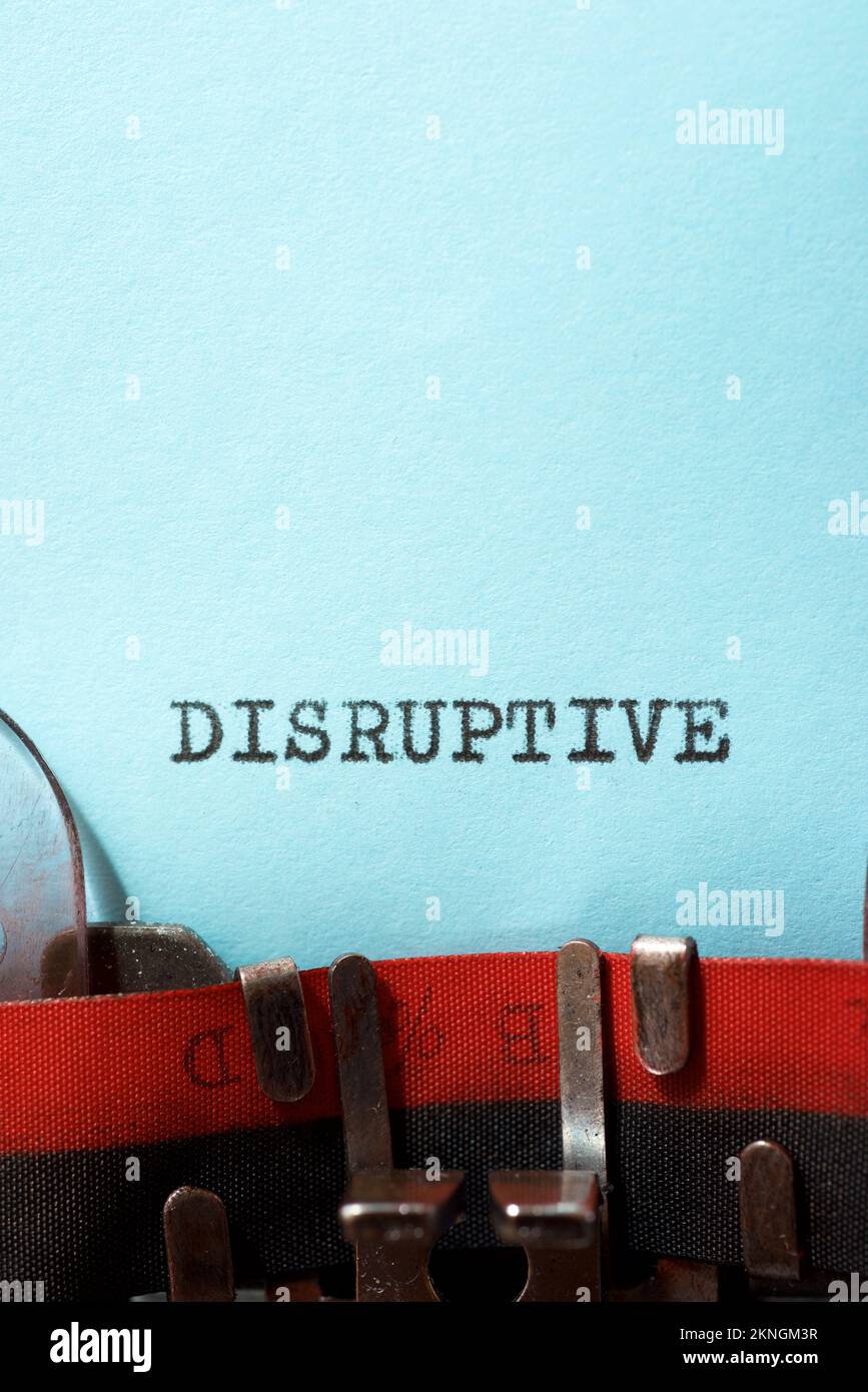 Disruptive word written with a typewriter Stock Photo - Alamy