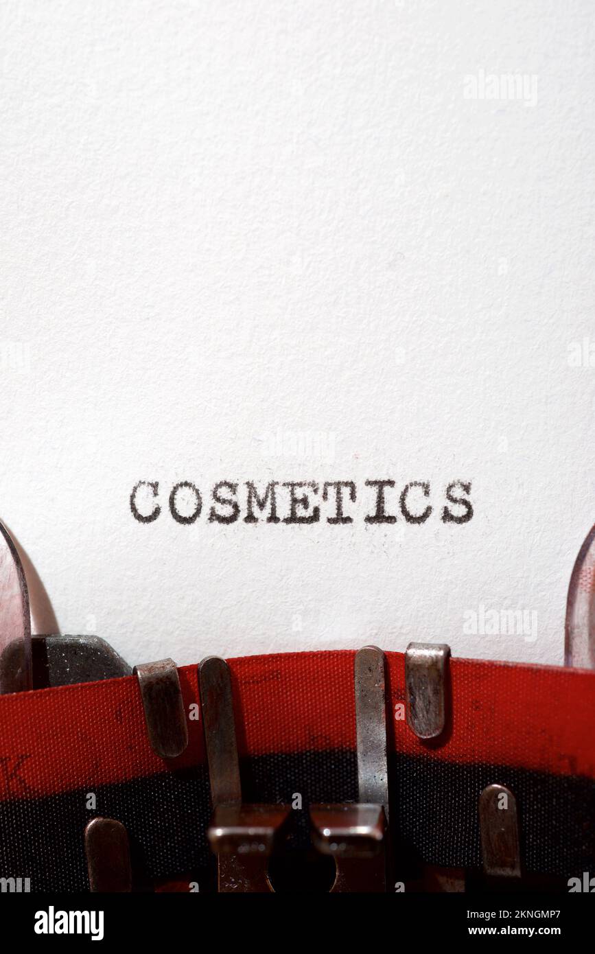 Cosmetics text written with a typewriter Stock Photo - Alamy