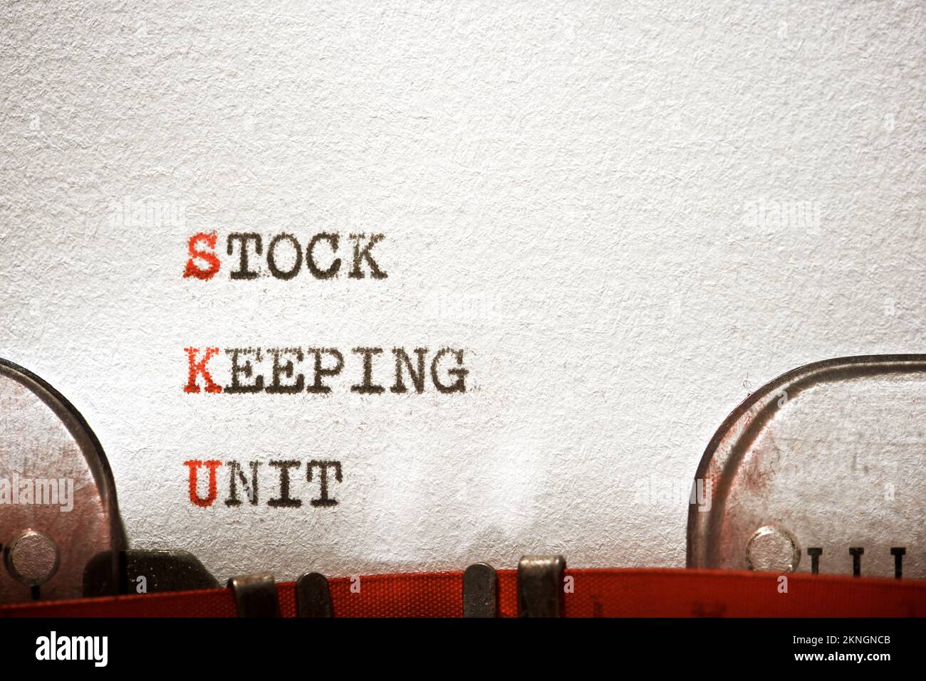 Stock keeping unit phrase written with a typewriter Stock Photo - Alamy