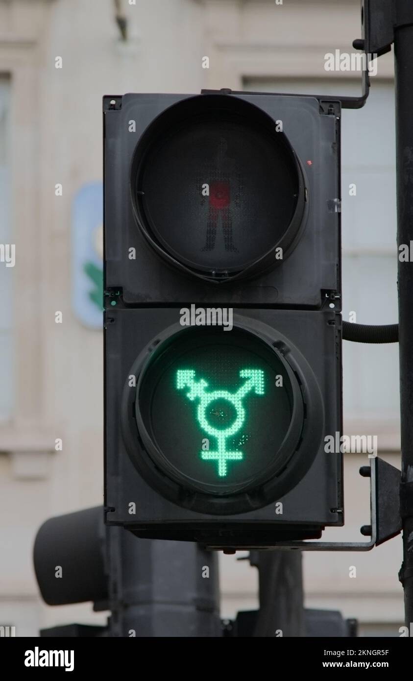 Green Traffic Light With Transgender, LGBTQ+, Gay Pride Symbol ...