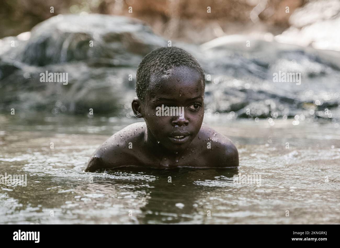 Mount Elgon, Kenya - 01.25.2017: Portrait of an African American child ...