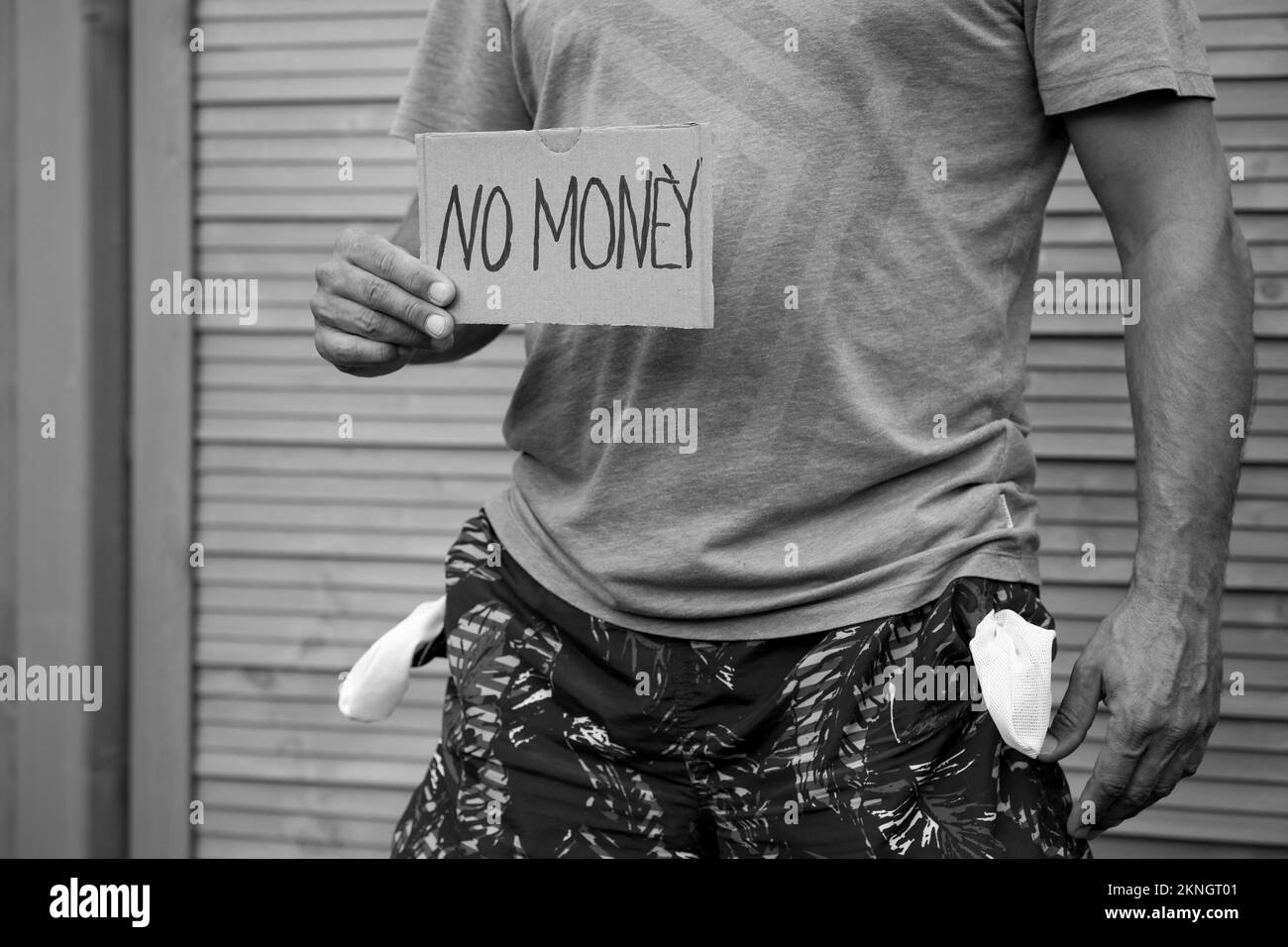 Woman with empty pockets Black and White Stock Photos & Images - Alamy