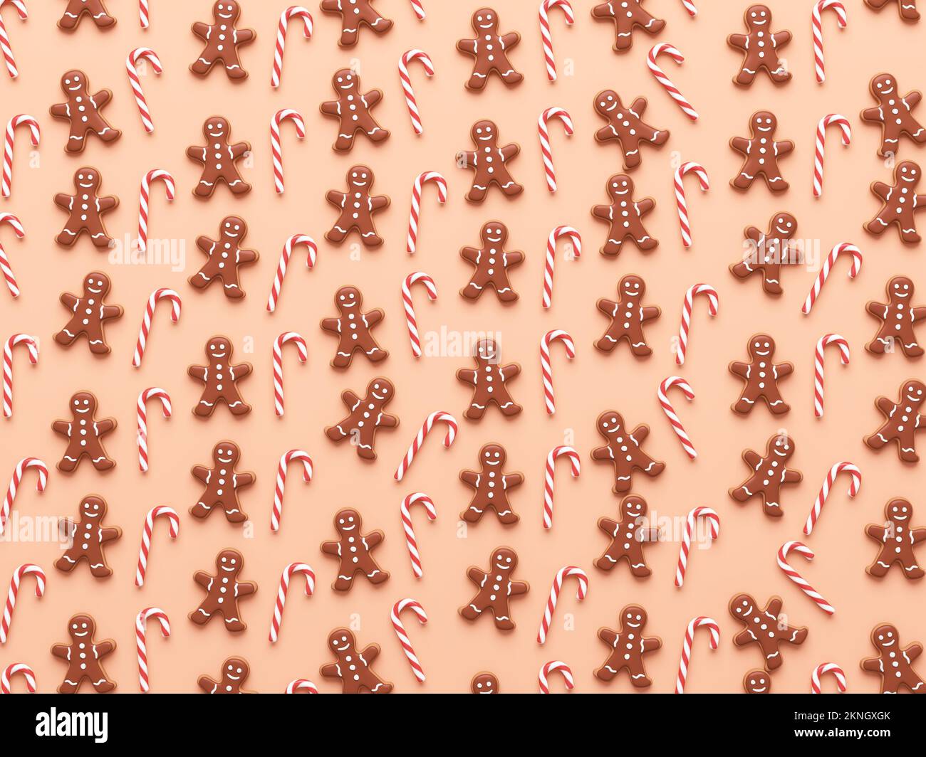 Gingerbread man and candy canes pattern background for Christmas banner ...