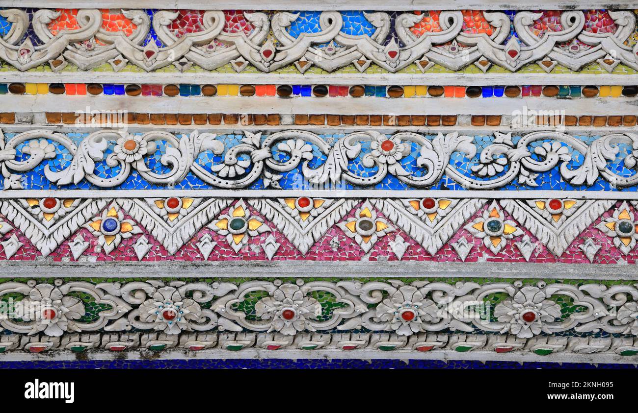 Beautiful detail of traditional Thai art decorated made from ceramic ...
