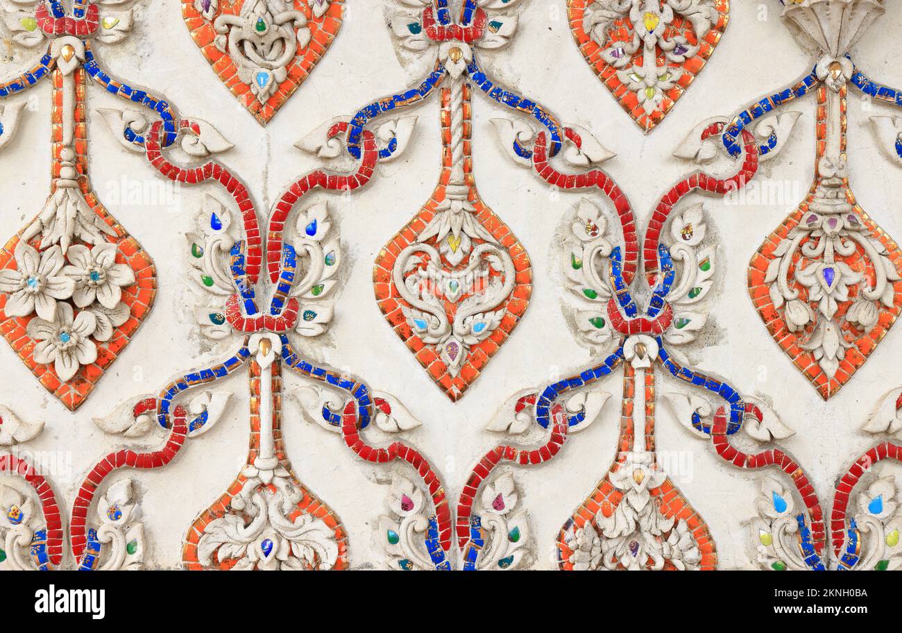 Beautiful detail of traditional Thai art decorated made from ceramic ...