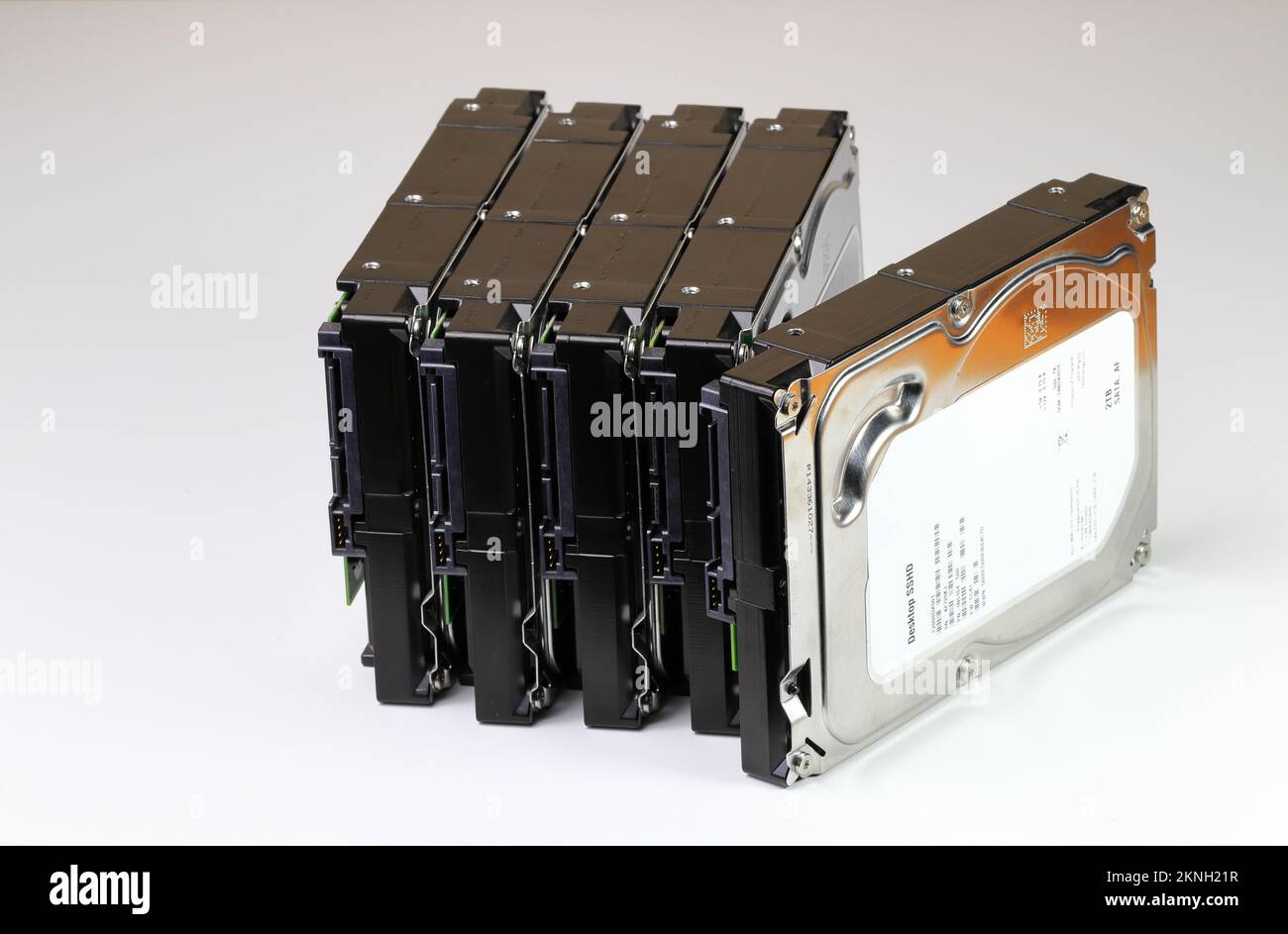 pile or stack of HDD, SSHD Hybrid hard disk drives 3.5" standard ...