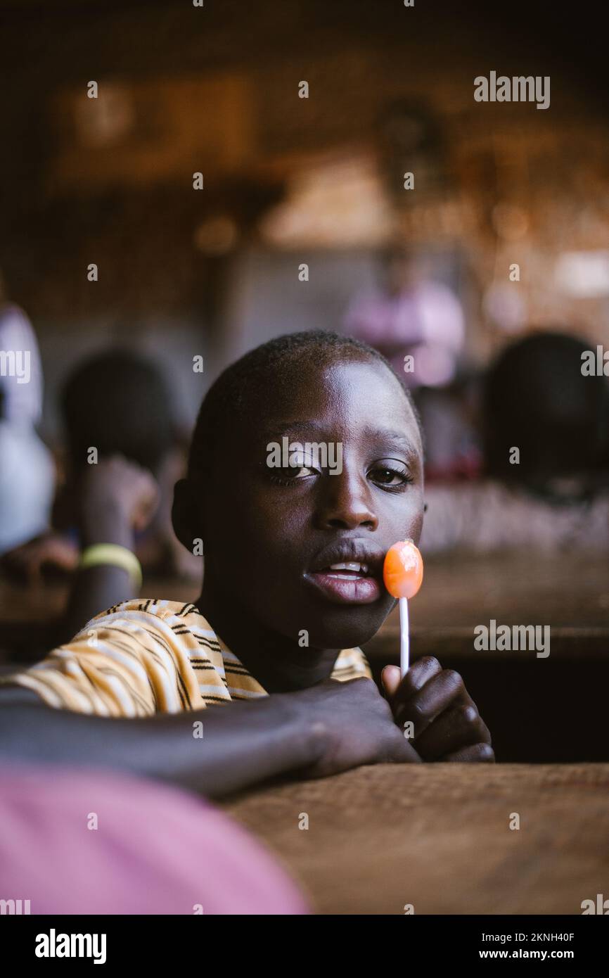 Mount Elgon, Kenya - 01.25.2017: Portrait of an African American child ...