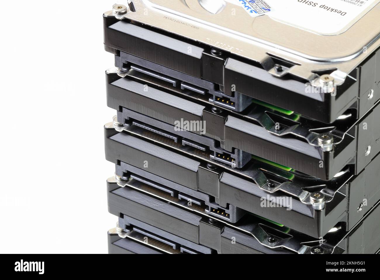 pile or stack of HDD, SSHD Hybrid hard disk drives 3.5" standard ...