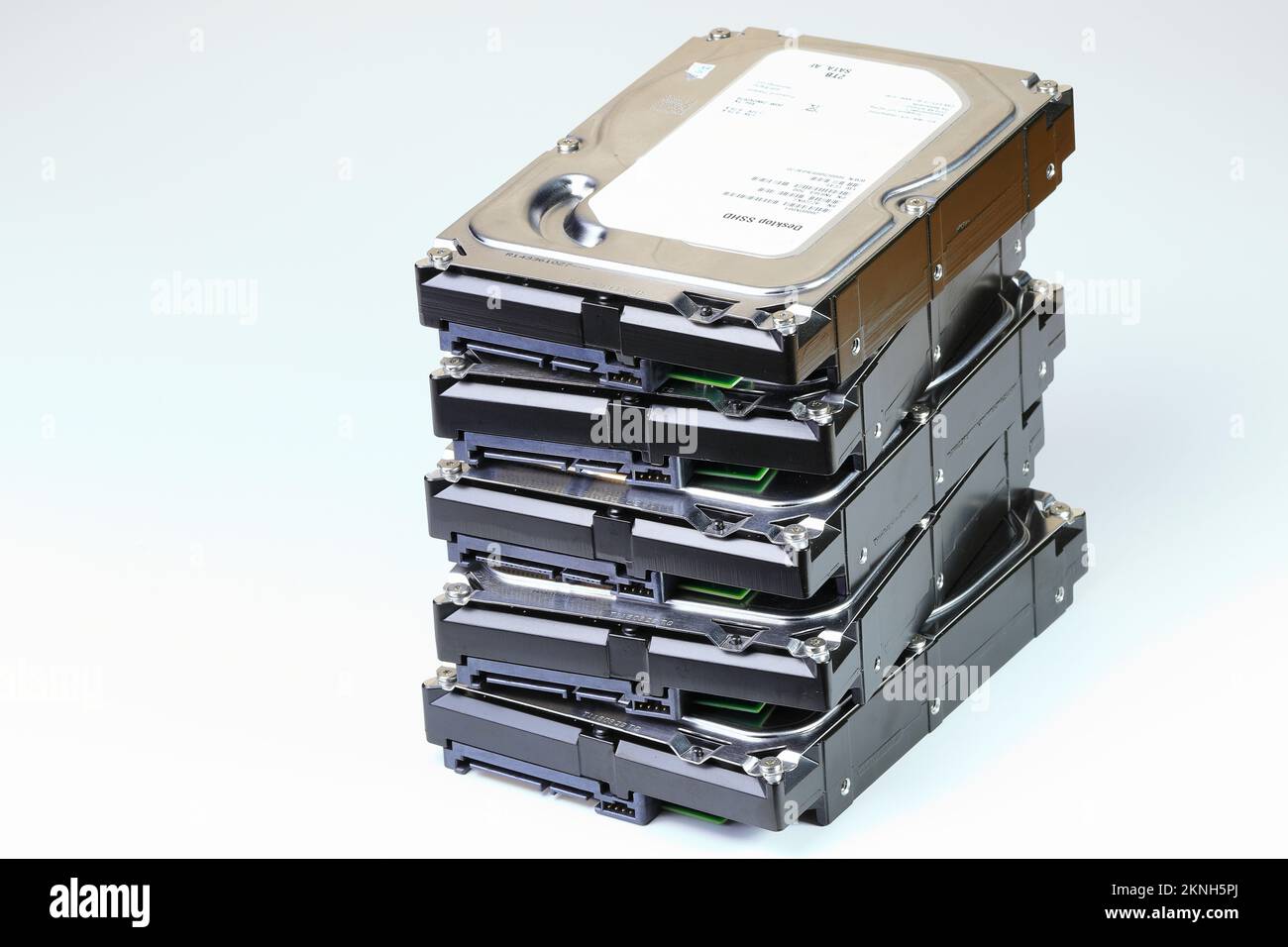 pile or stack of HDD, SSHD Hybrid hard disk drives 3.5" standard ...