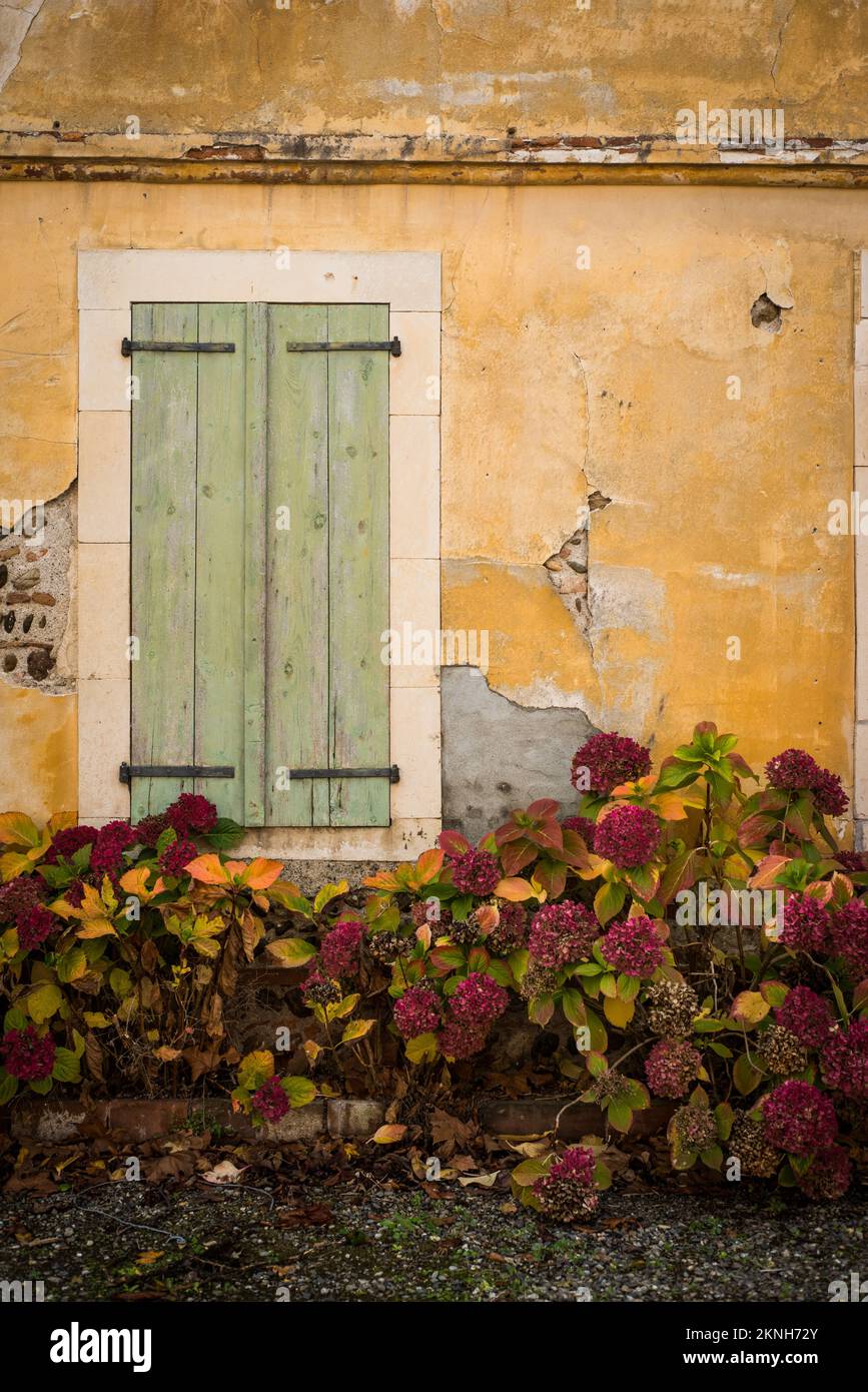 French village windows Stock Photo - Alamy
