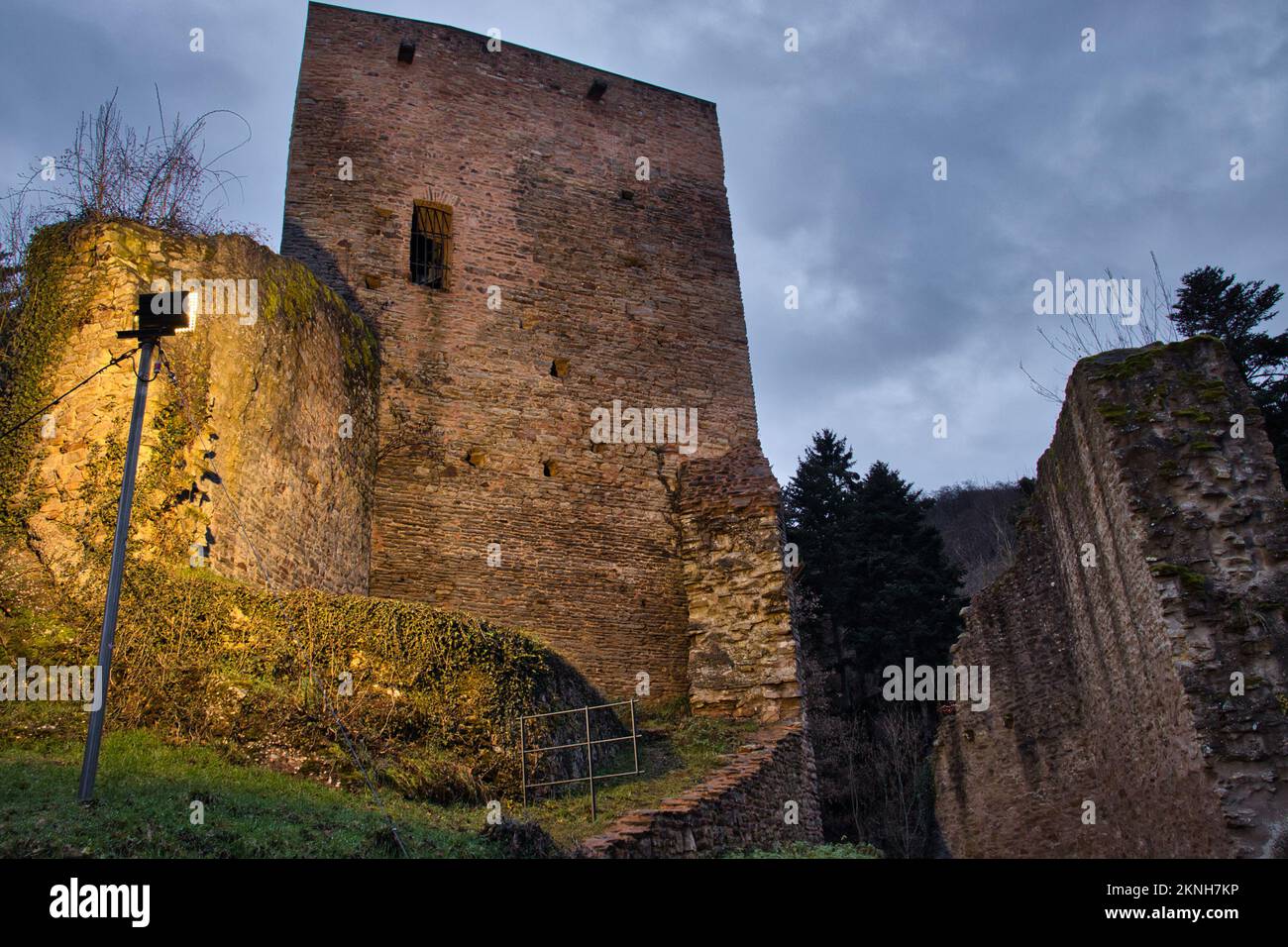 Wolfstein, Germany - January 8, 2021: Light shining on New Wolfstein ...