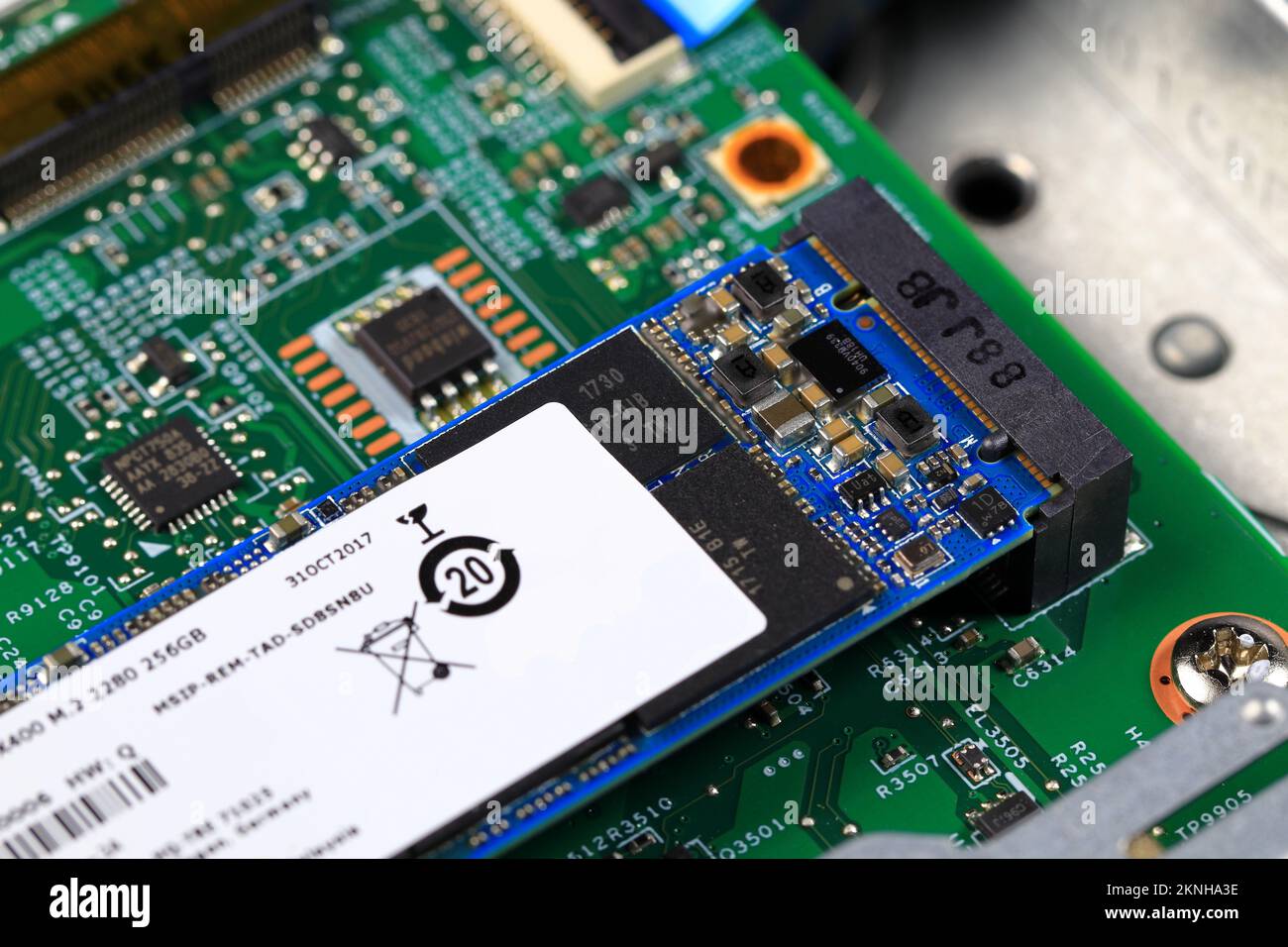 Close up SSD PCle NVMe M.2 on green motherboard background Stock Photo ...