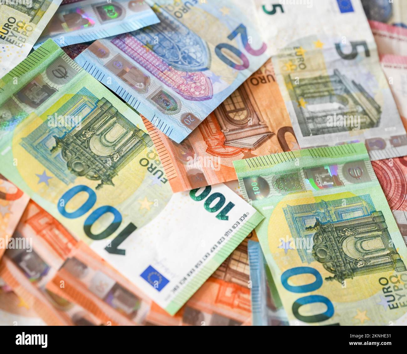 A closeup shot of euro banknotes on top of each other Stock Photo - Alamy
