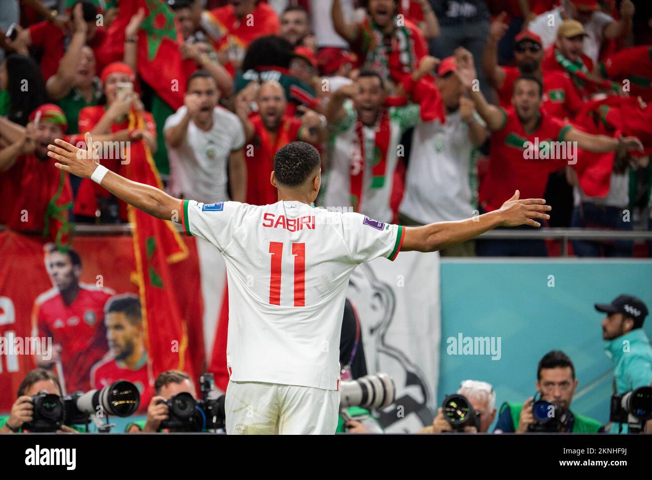 Abdelhamid Sabiri of Morocco celebrates scoring during the FIFA World ...