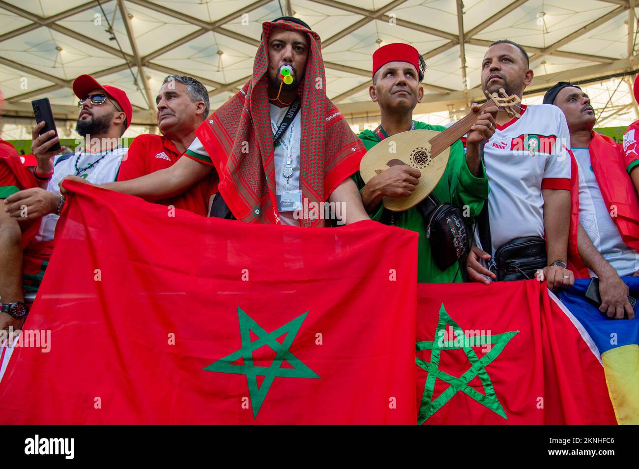 Moroccan fans during the FIFA World Cup Qatar 2022 Group F match between Belgium and Morocco at ...