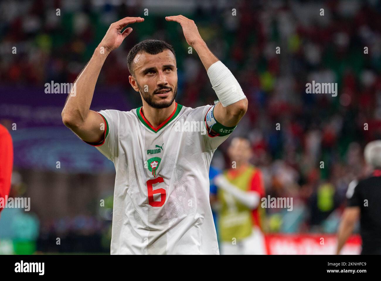 Romain Saiss of Morocco celebrates during the FIFA World Cup Qatar 2022 ...
