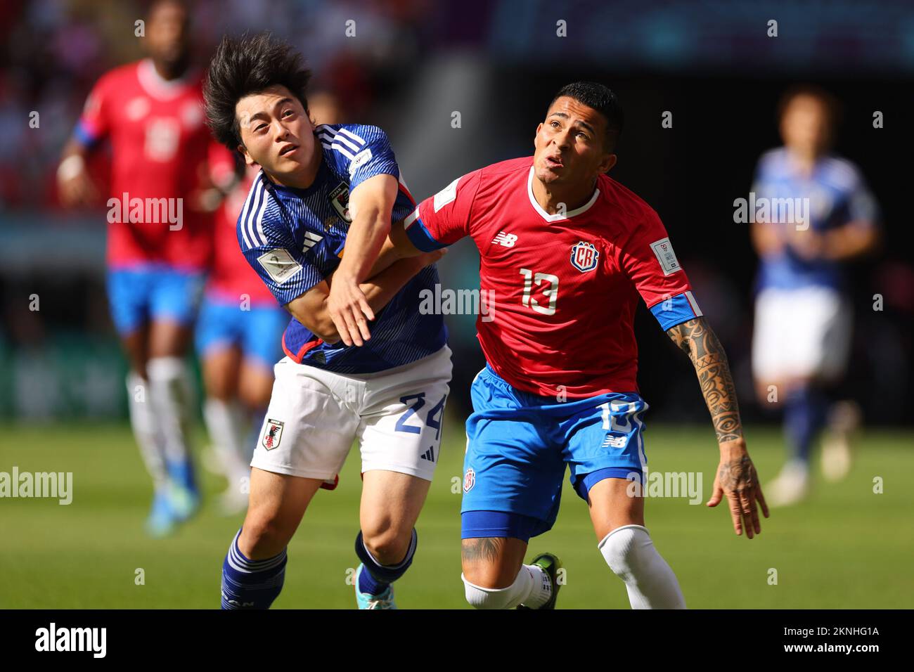 Al Rayyan, Qatar. 27th Nov, 2022. (L to R) Yuki Soma (JPN), Gerson Torres (CRC) Football/Soccer ...