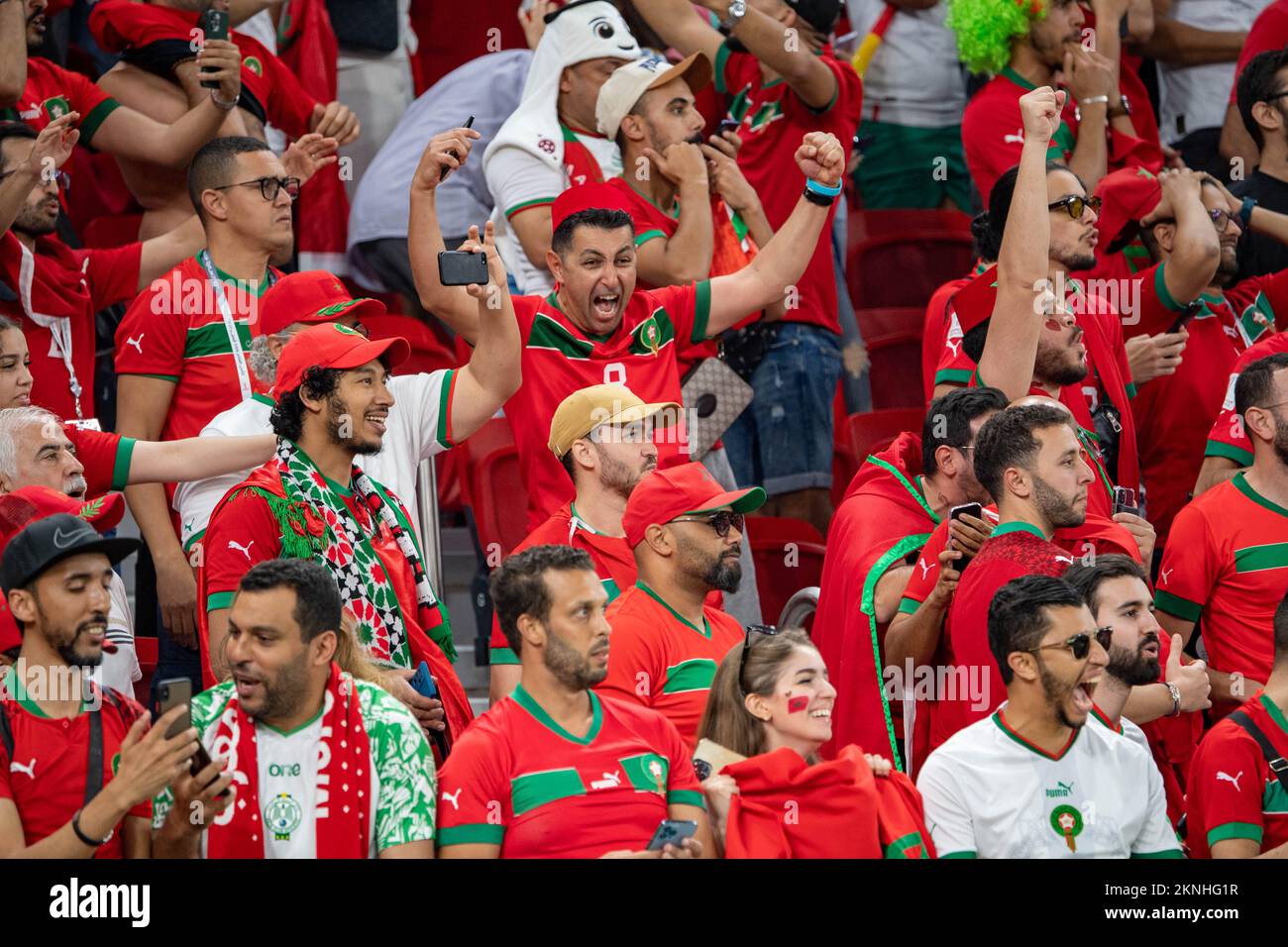 Moroccan fans during the FIFA World Cup Qatar 2022 Group F match between Belgium and Morocco at ...