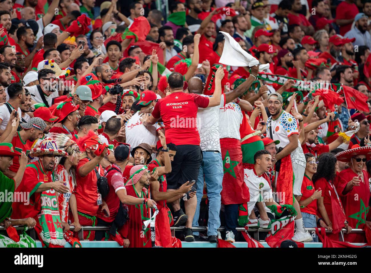Moroccan fans during the FIFA World Cup, Qatar. , . (Photo by Andrew ...
