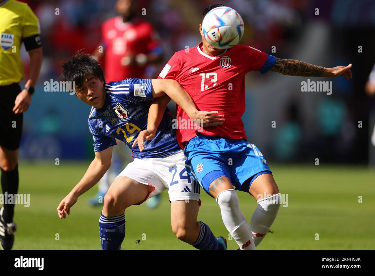 Al Rayyan, Qatar. 27th Nov, 2022. (L to R) Yuki Soma (JPN), Gerson Torres (CRC) Football/Soccer ...