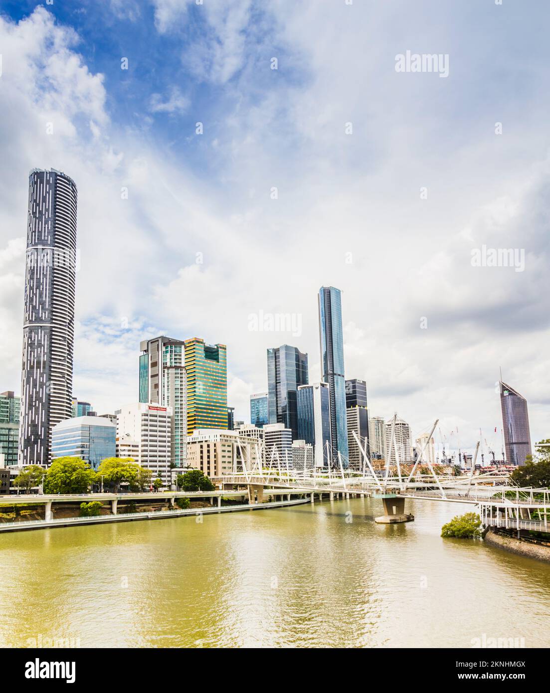 Contemporary urban scape in the shape of a river city in tranquil ...