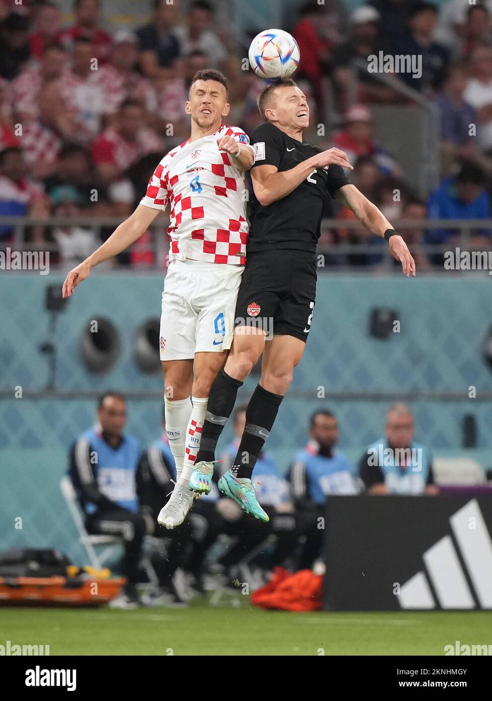 Canada defender Alistair Johnston (2) and Croatia forward Ivan Perisic ...