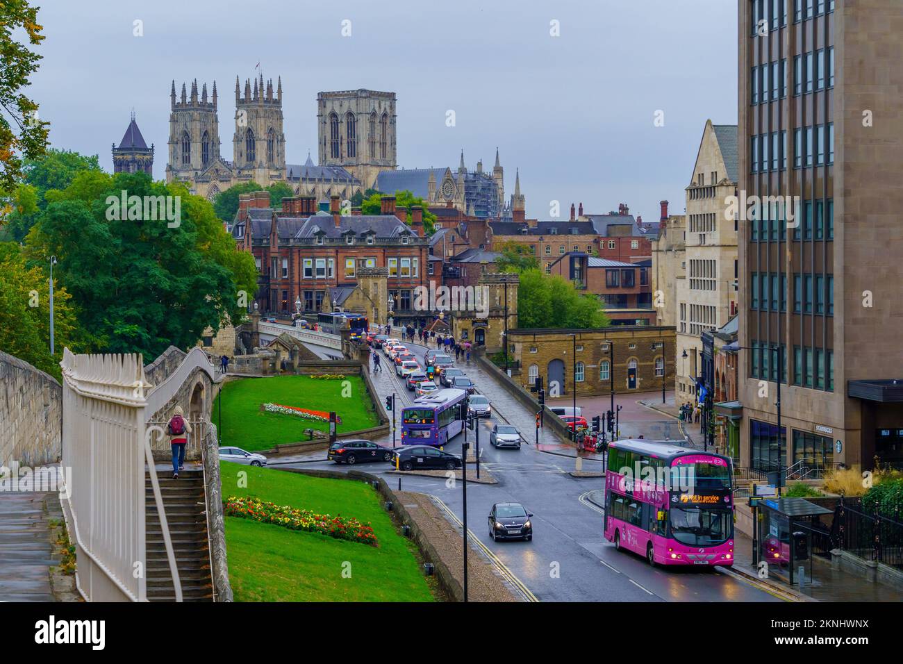 York, UK - September 22, 2022: View of the old city, with the York ...