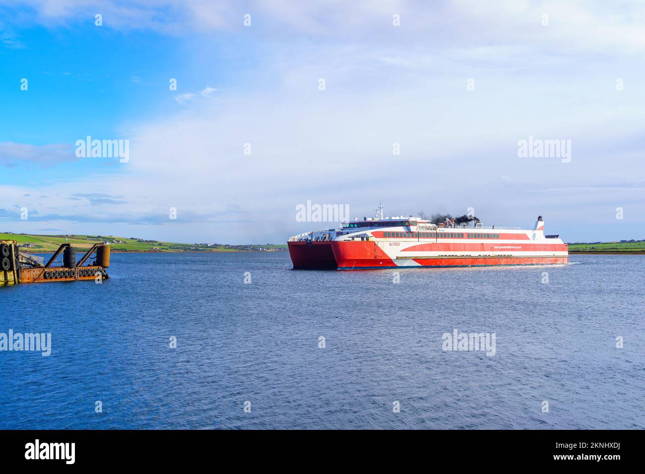 St Margarets Hope, UK - October 05, 2022: Port and ferry scene, in St ...