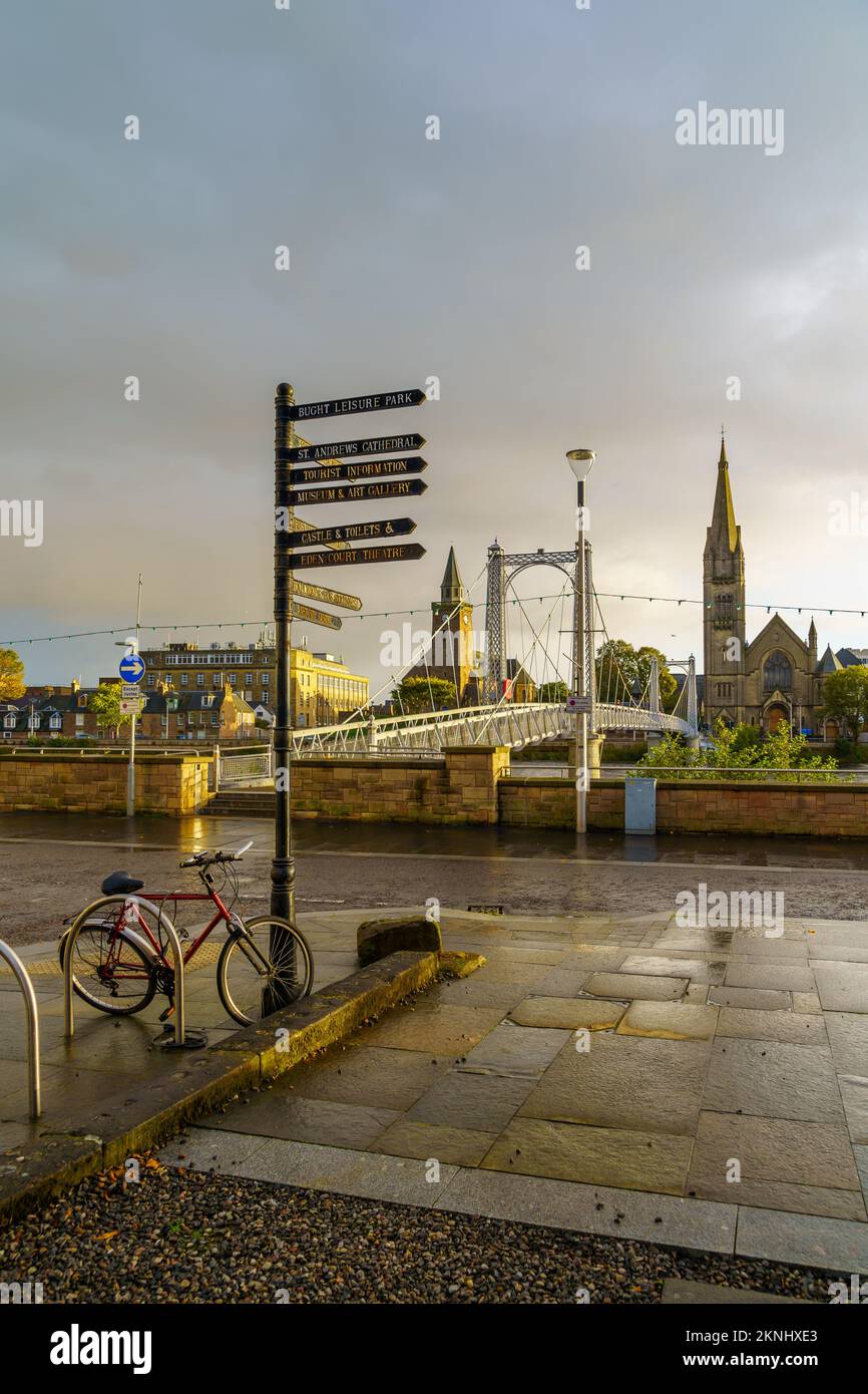 Inverness, UK - October 06, 2022: View of directional signs, the Greig ...