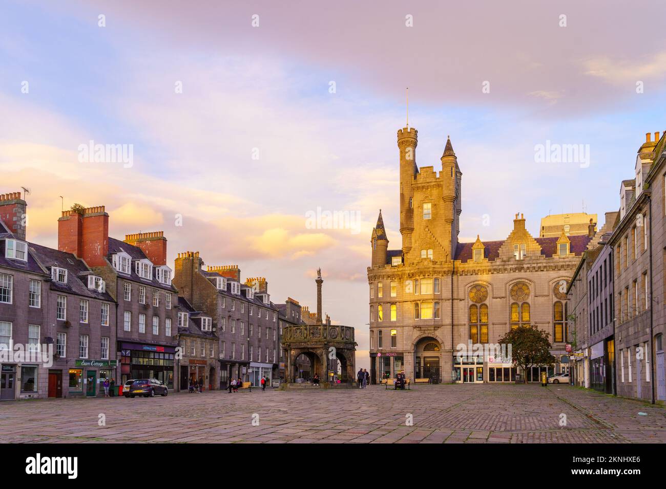 Aberdeen, UK - October 06, 2022: Sunset view of Castle Street in ...