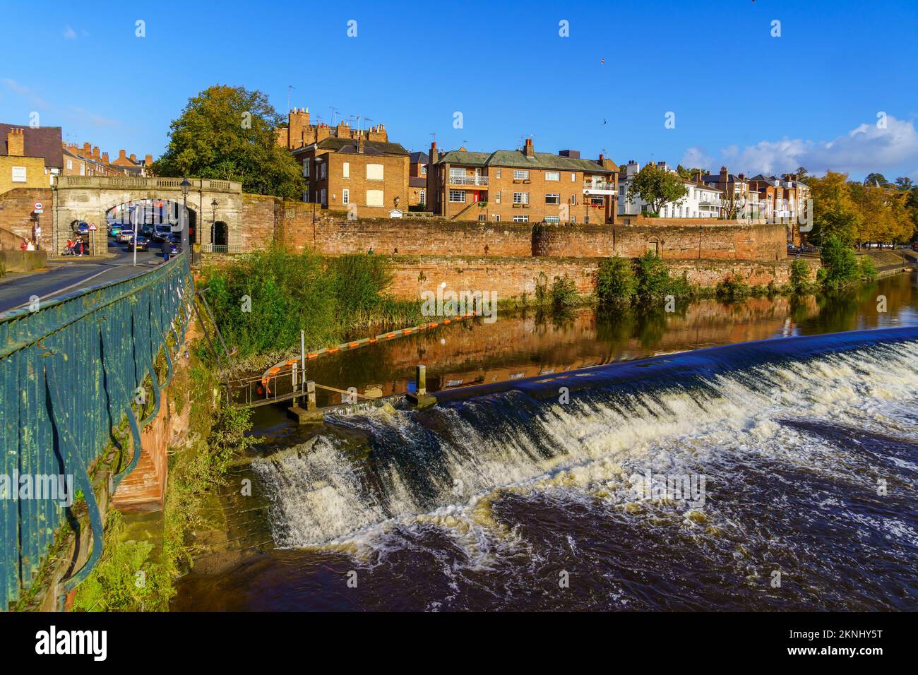 Chester, UK - October 10, 2022: View of the Bridge Gate in the old city ...