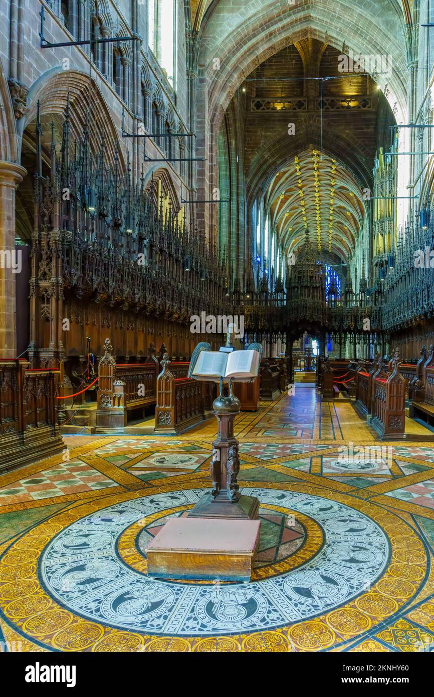 Chester, UK - October 10, 2022: Interior view of the Cathedral, in Chester, Cheshire, England ...