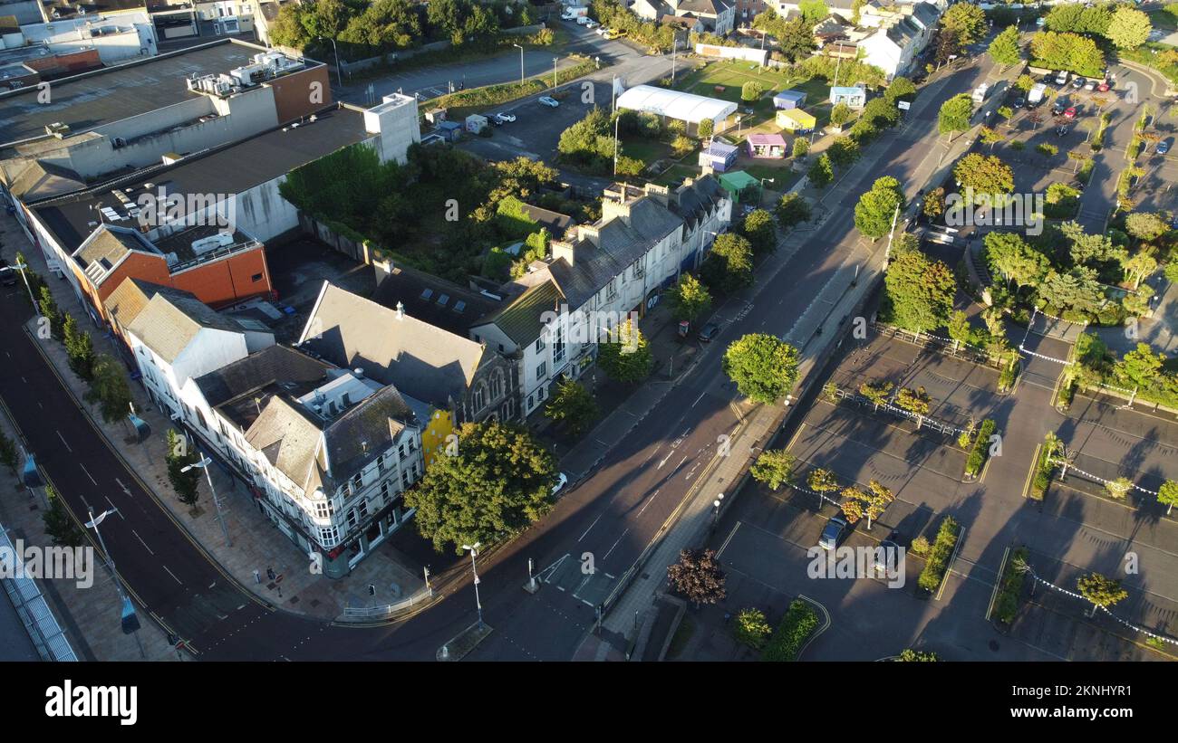 An aerial view of Bangor Seafront Shops in Bangor City, County Down ...