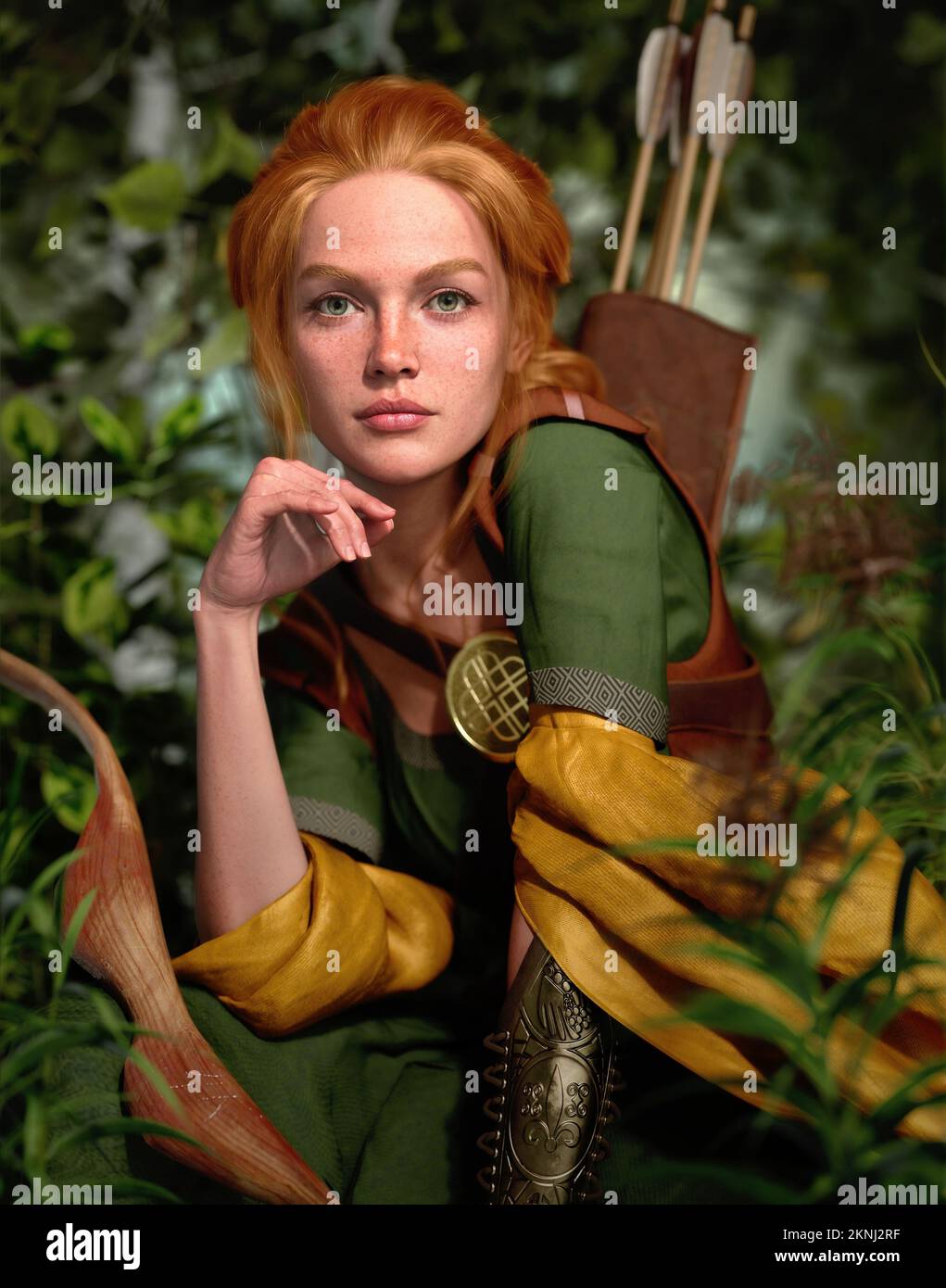 3d computer graphics of a Medieval dressed archer (NOT AI generated ...