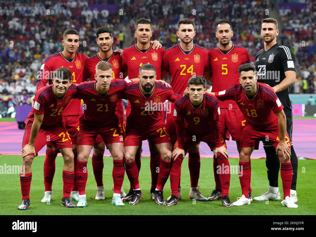 A Spain team group photo ahead of the FIFA World Cup Group E match at ...