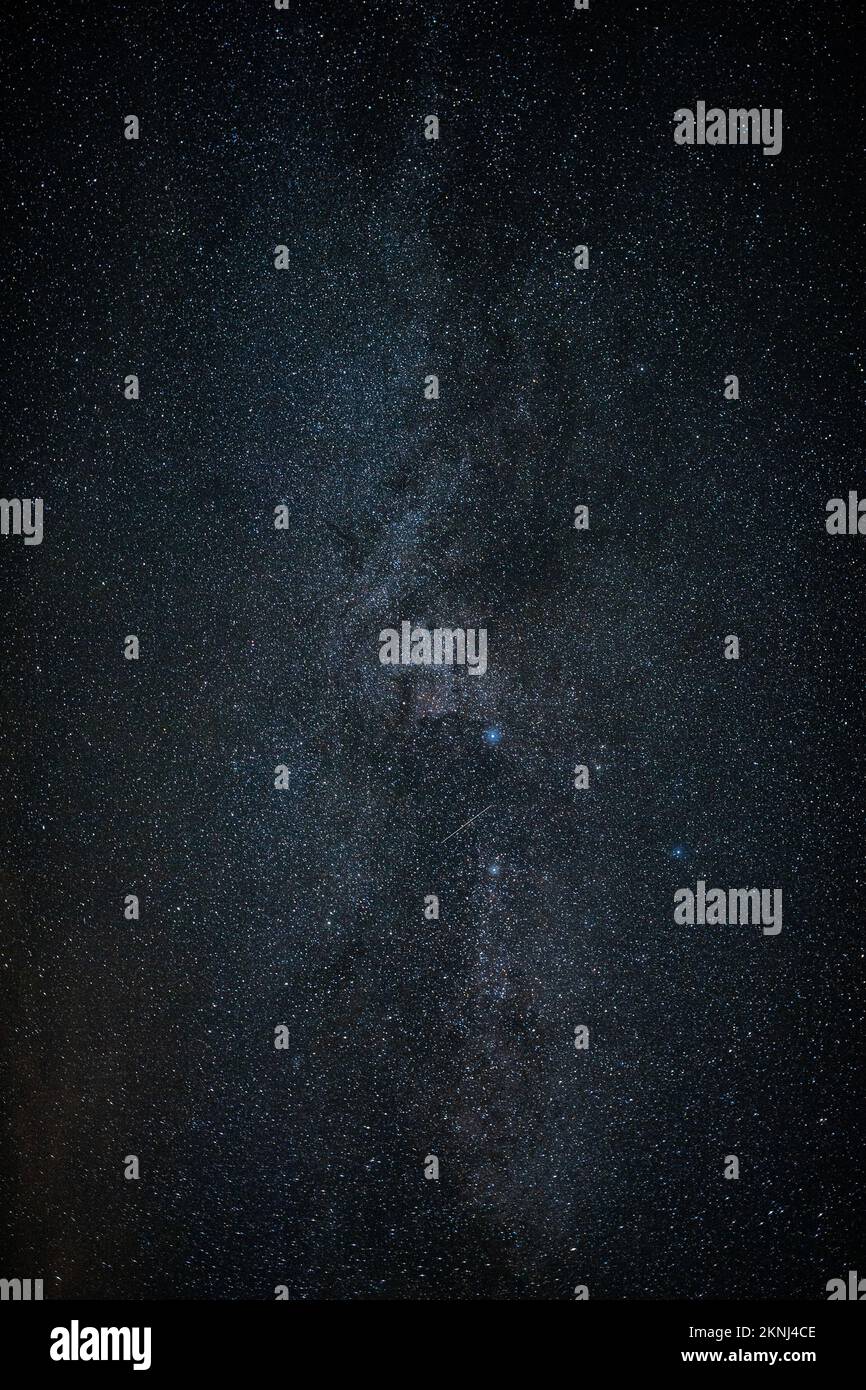A long exposure shot of the mesmerizing starry night sky, in a vertical ...