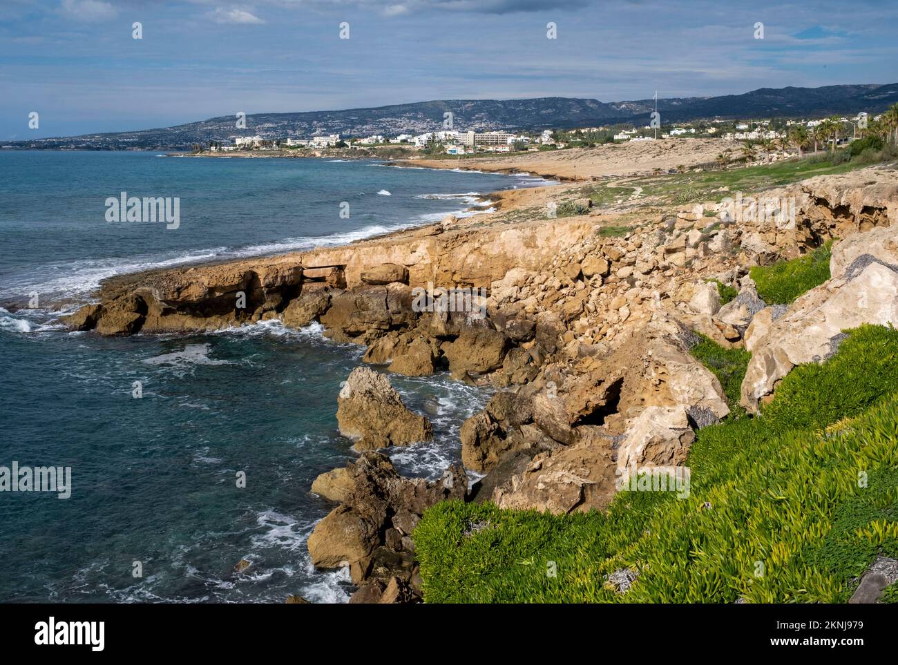 Rocky shoreline, Chloraka, Paphos, Cyprus Stock Photo - Alamy