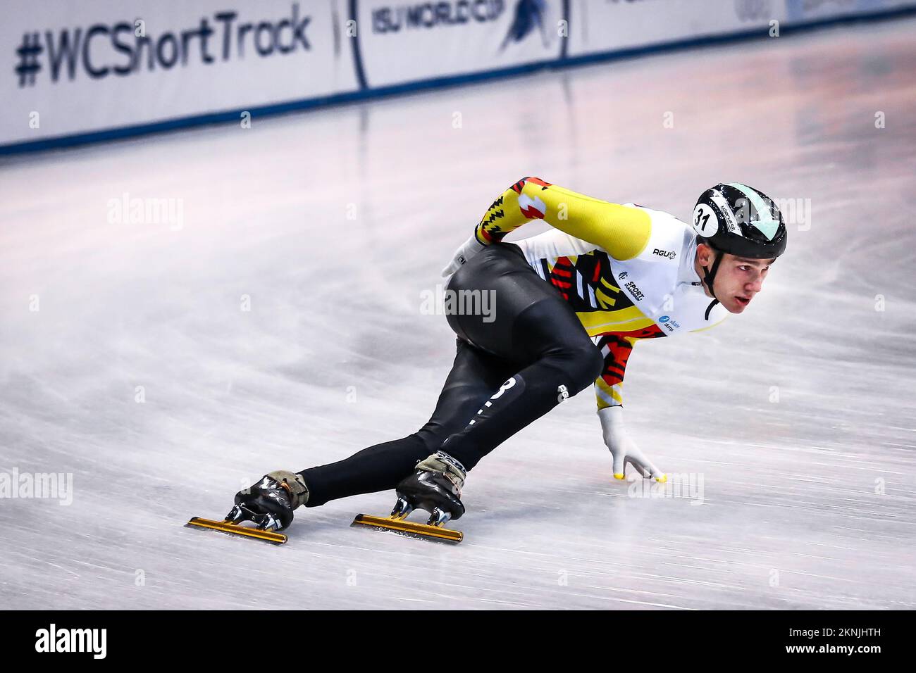 Dresden, Germany, February 03, 2019: Belgian speed skater Stijn Desmet ...