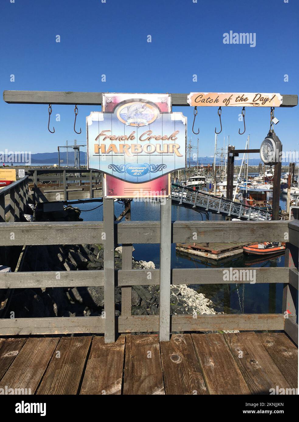 French Creek Harbour town sign in Parksville, Vancouver Island, British ...